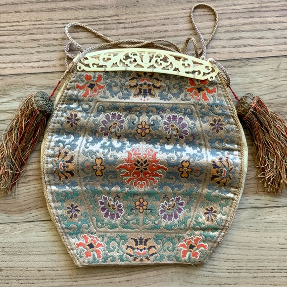 Bags | Vintage Silk And Carved Bone Bag | Poshmark